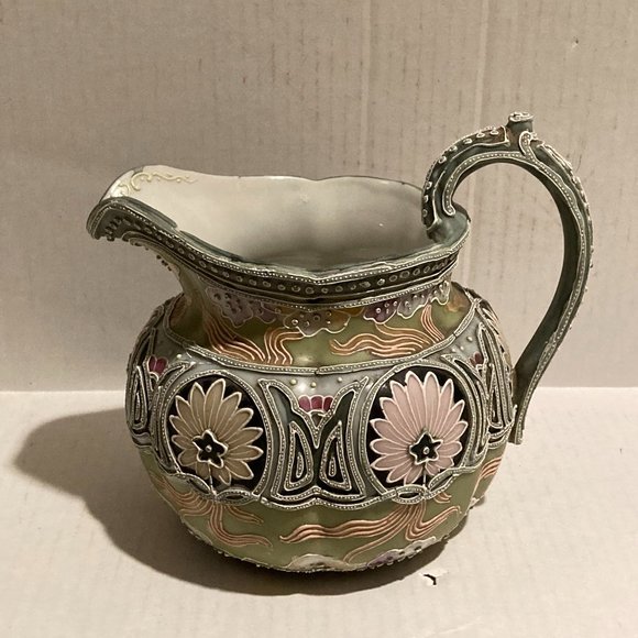 Antique | Dining | Antique Porcelain Moriage Lotus Flower Pitcher ...